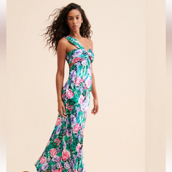 Anthropologie | Dresses | Audette Studios Floral Print Cutout Maxi ...